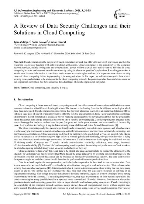 Pdf A Review Of Data Security Challenges And Their Solutions In Cloud Computing