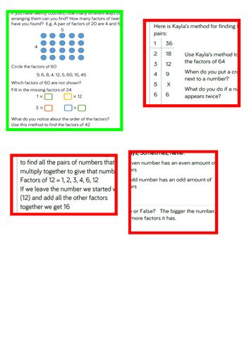 Identify Multiples And Factors Including Finding All Factor Pairs Of A Number And Common