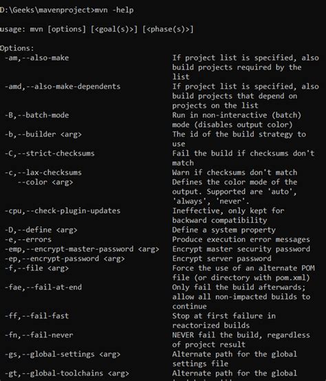 Maven Commands And Options Geeksforgeeks