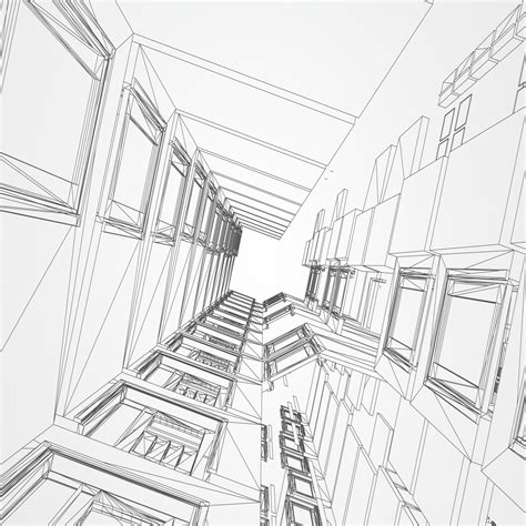 Architecture Line Background Building Construction Sketch Vector Abstract Modern City 3d