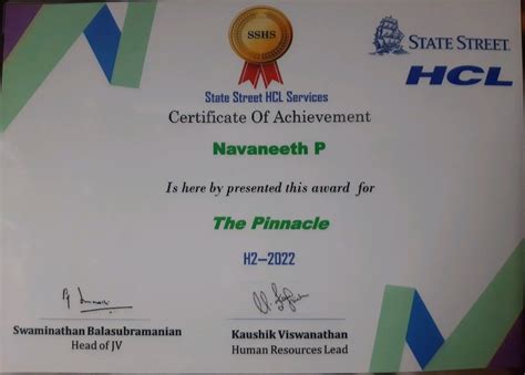 Navaneeth P On Linkedin Achievement Statestreethcl