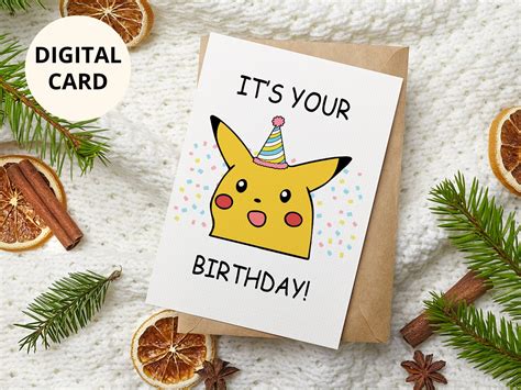 Printable Pokémon Happy Birthday Shocked Pikachu Birthday Greeting Card
