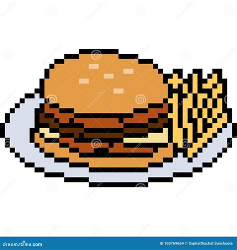 Vector Pixel Art Food Burger Stock Vector Illustration Of Lunch Pixel