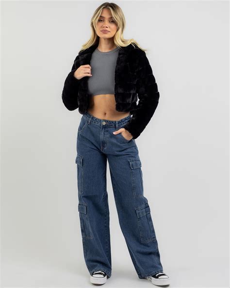 Mooloola Arna Faux Fur Jacket In Black Fast Shipping And Easy Returns