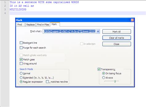 notepad regex for non consecutive upper case words stack overflow