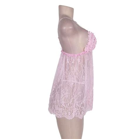 Pink Sheer Teen Girls Sexy Lingerie