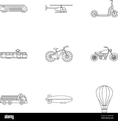 Transport Icons Set Outline Style Stock Vector Image And Art Alamy