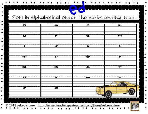 Ed S Ing Sort And Alphabetize By Velcroandme TPT