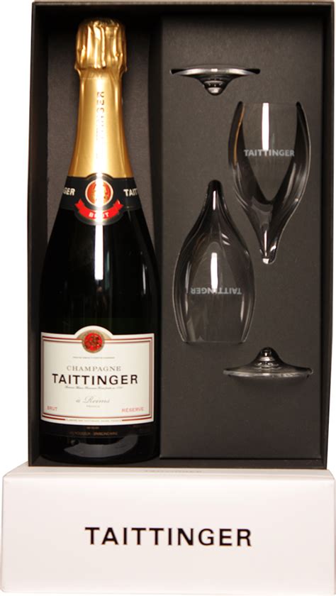 Champagne Taittinger Brut Reserve T Box And 2 Glasses 750ml