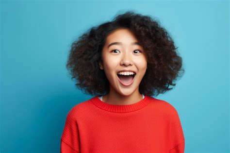 Premium Ai Image Young Asian Teenage Girl Surprised Excited