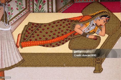 Indian Woman Sleeping On A Bed Mughal India High Res Vector Graphic