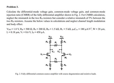 Solved Calculate The Differential Mode Voltage Gain