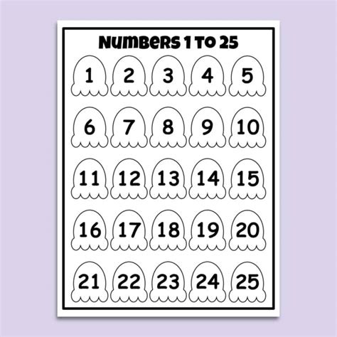 Number Chart Numbers 1 To 25 Printable Number 1 25 Chart Pdf