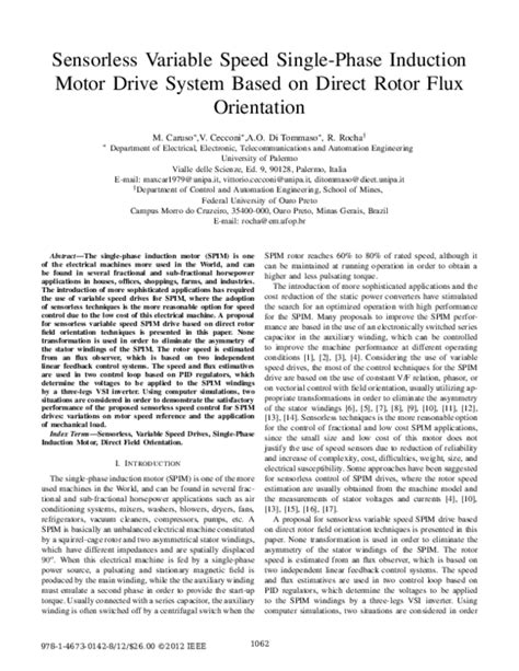 Pdf Sensorless Variable Speed Single Phase Induction Motor Drive System