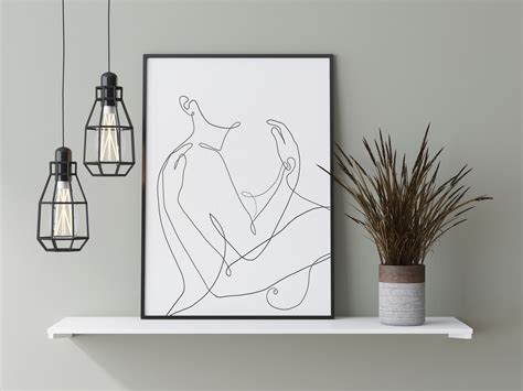 Erotic Line Art Couple Sketch Sex Drawing Nude Poster Printable Love Wall Art Naked Couple