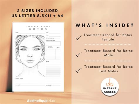 Botox Treatment Record Form Template Aesthetic Injection Face Chart For Nurse Injector Cosmetic