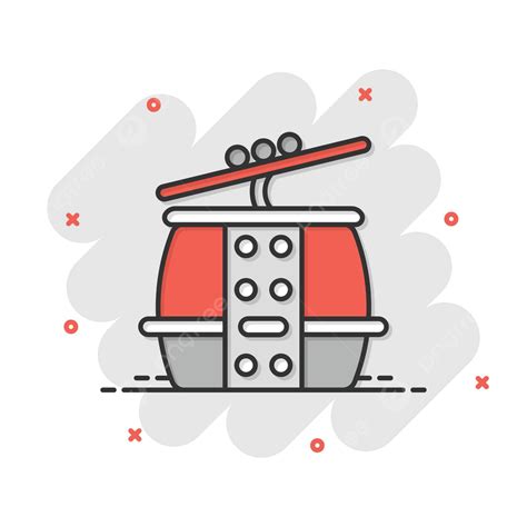Comicstyle Cable Car Icon With Splash Effect On White Background Vector Trolley Illustration