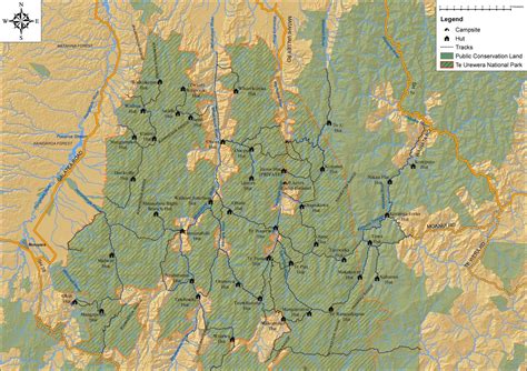 Northern Te Urewera National Park Map Te Urewera Park • Mappery Tuhoe Maori