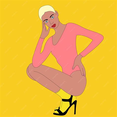Premium Vector Illustration Girl Model Sitting