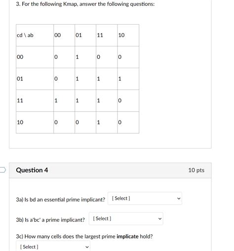 Solved 3 For The Following Kmap Answer The Following