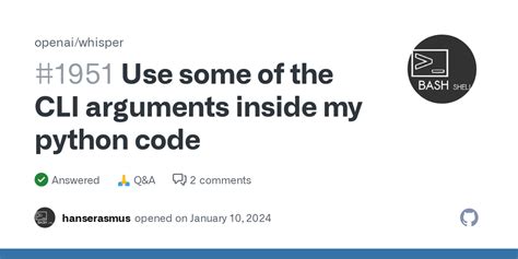 Use Some Of The Cli Arguments Inside My Python Code · Openai Whisper