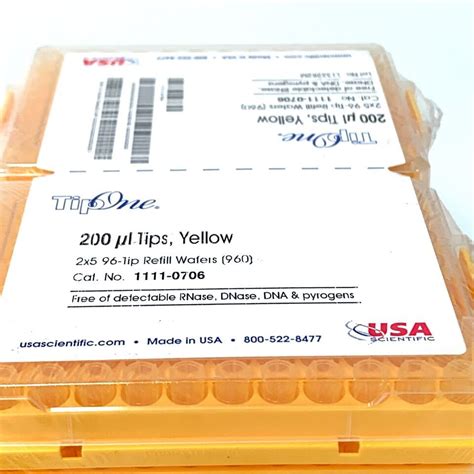 New Usa Scientific Tipone Ref 1111 0706 200 Ul Tips Yellow 2x5 96 Tip