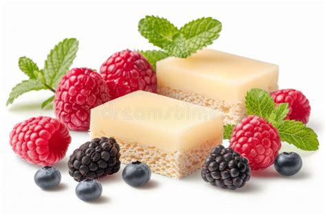 Assorted Berry Cheesecake Squares With Fresh Mint Ideal For High