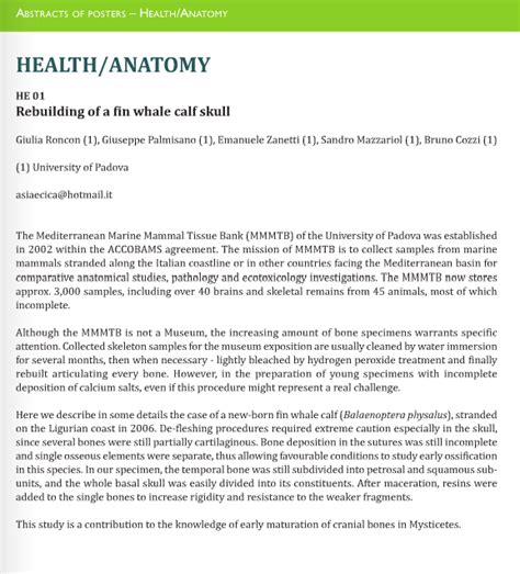 Pdf The Rebuilding Of A Fin Whale Balaenoptera Physalus Calf Skull