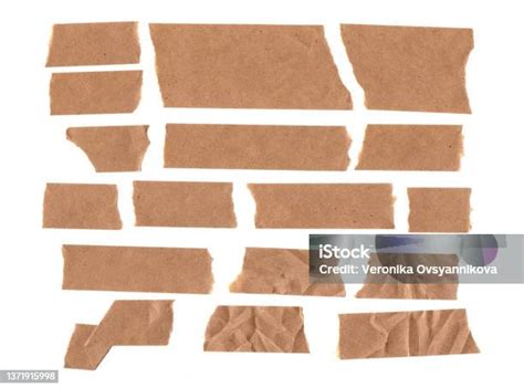 골판지 조각 은 격리 설정합니다 판지 조각 모형 컬렉션 템플릿을위한 찢어진 크래프트 용지 복사 공간 상단보기와 갈색 포장 조각
