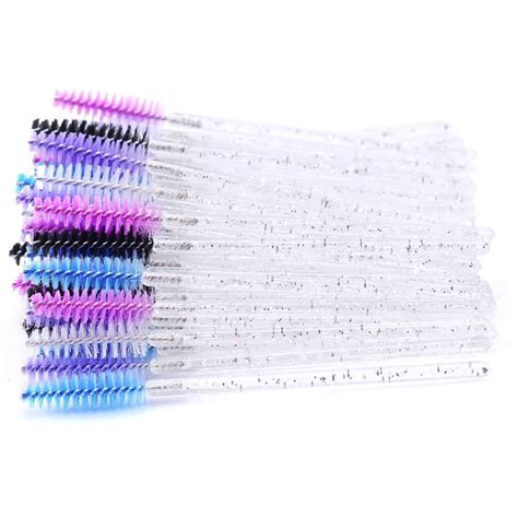 50pcsbag Wood Handle Disposable Mascara Wands Eyelash Brush Spoolies
