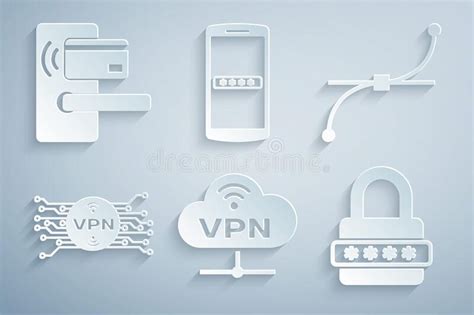 Set VPN Network Cloud Connection Bezier Curve With Microchip Circuit Password Protection