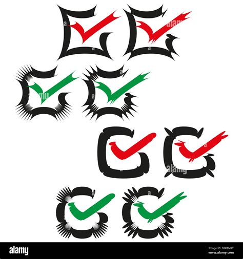 Angular Checkbox Icons Spiky Checkmarks Red Green Choices Vector