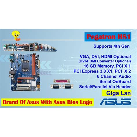Pegatron H81 M1 H81 Socket 1150 Motherboard 2 Serial Com 1 Parallel LPT Ports 2 PCI Slots