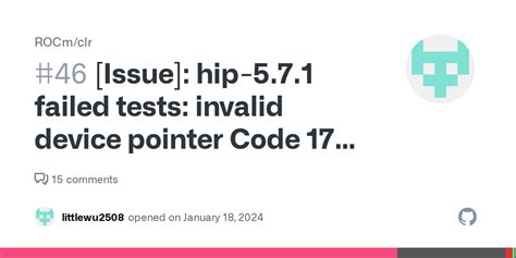 Issue Hip 571 Failed Tests Invalid Device Pointer Code 17 With