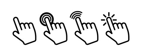 Cursor Mouse Icon Set On White Background Click Here Icons Vector Illustration