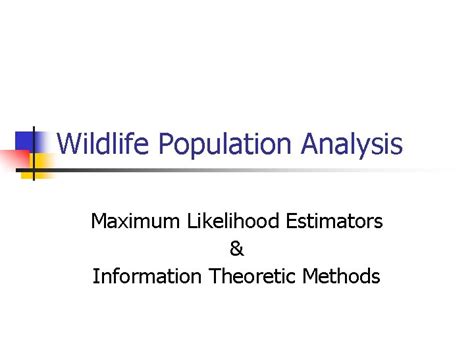 Wildlife Population Analysis Maximum Likelihood Estimators Information