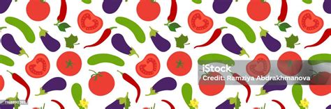 야채 원활한 패턴 토마토 오이 후추 칠리 가지 파프리카 손으로 그린 낙서 벡터 스케치 건강한 음식 컬렉션 채식 제품 비건 메뉴 가지 채소에 대한 스톡 벡터 아트 및 기타