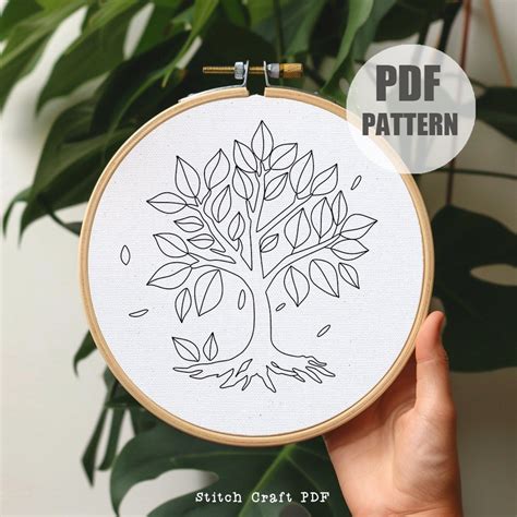 Autumn Tree Hand Embroidery Embroidery Pattern Tree Pattern Digital File PDF Pattern