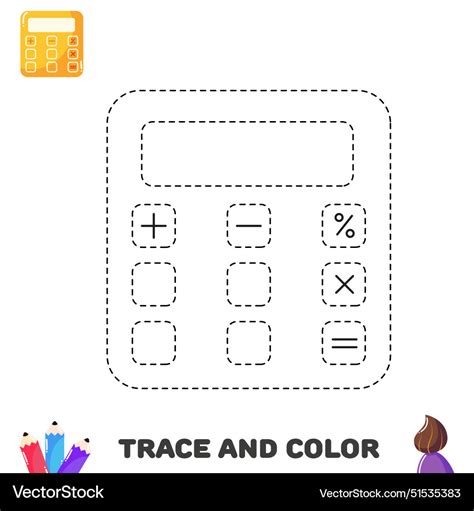 Tracing Calculator Trace And Color Educational Vector Image