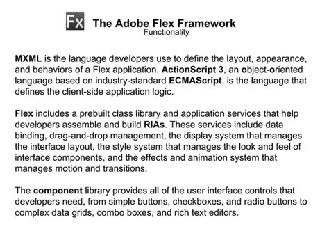Flex Framework Presentation PPT PPT