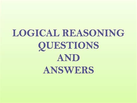 Logical Reasoning Questions With Answers