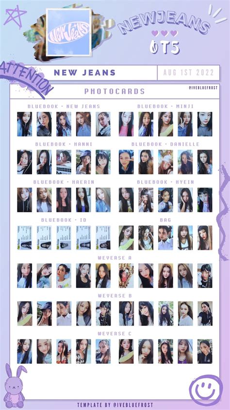 New Jeans New Jeans Álbum Ot5 Photocards Template Photo Card