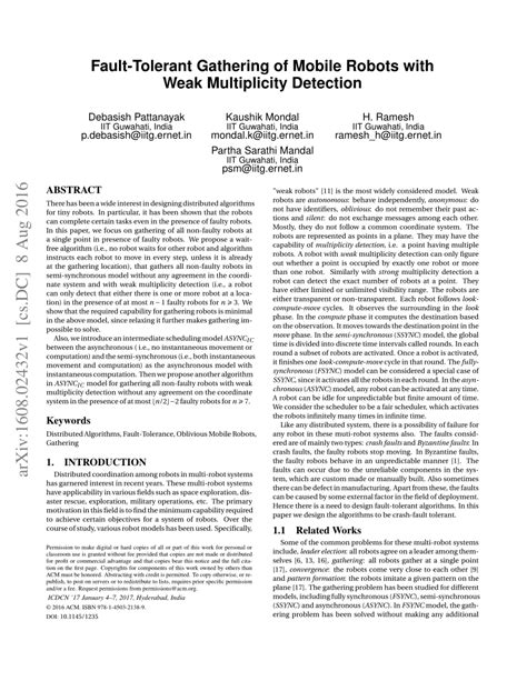 Pdf Fault Tolerant Gathering Of Mobile Robots With Weak Multiplicity Detection