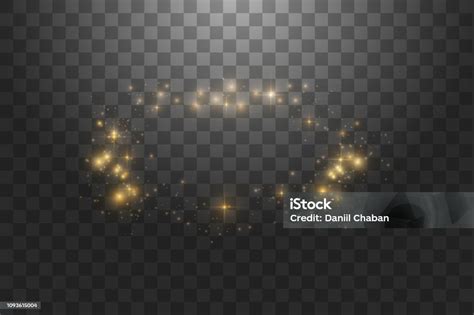 조명 효과 빛나는 럭셔리 배너 벡터 일러스트 레이 션 골든 프레임 노을 라인 골든 프레임 불꽃 조명 효과 스포트 라이트 투명 한 검은색에 고립 된 빛나는 사각형 배너 금