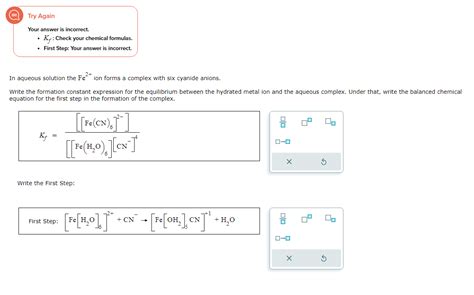 Solved In Aqueous Solution The Fe 2 ﻿ion Forms A Complex
