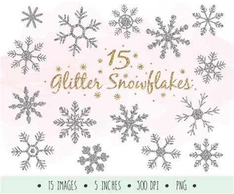 Silver Glitter Snowflake Clip Art Christmas Snowflake Clipart Sparkle
