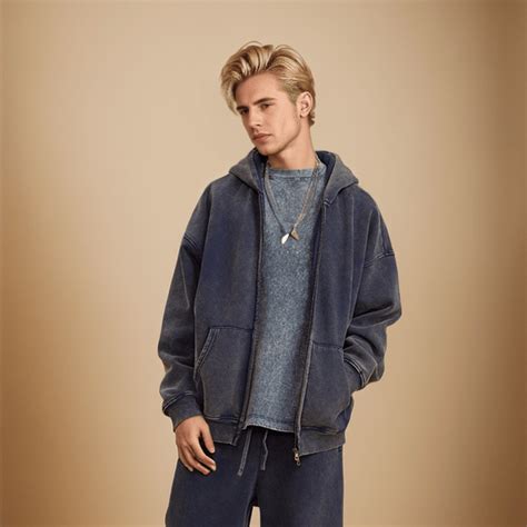Double Zip Washed Hooded Jacket Sutexapparel