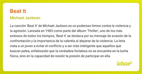 Significado De La Canción Beat It Michael Jackson Letrascom