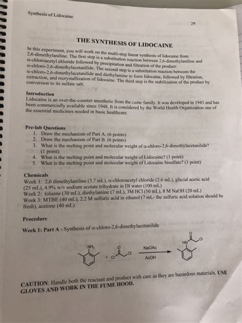 Solved Synthesis Of Lidocaine 29 The Synthesis Of Lidocaine