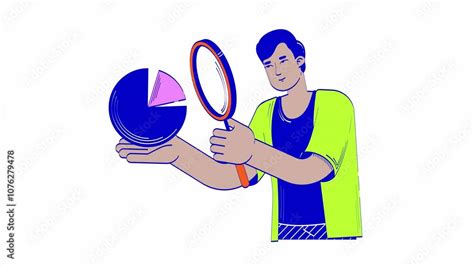 Data Analyst Magnifying Glass Doodle Animation Indian Man With Loupe